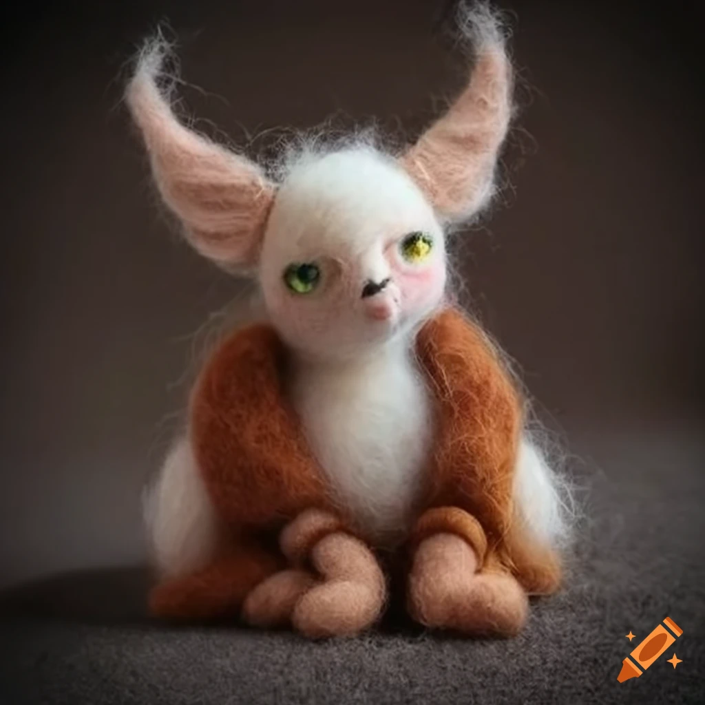 Fantasy felted wool creatures with special clothing on Craiyon