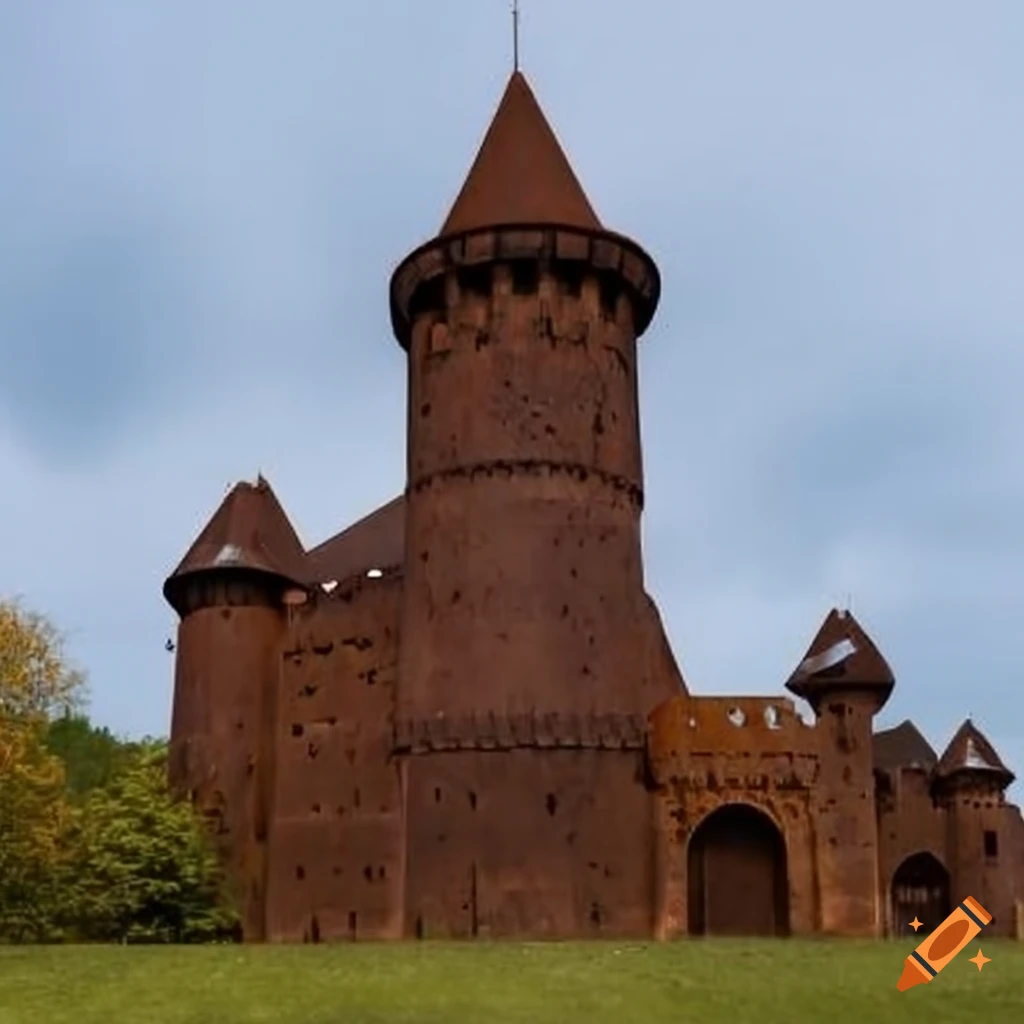 Rusty iron castle structure on Craiyon