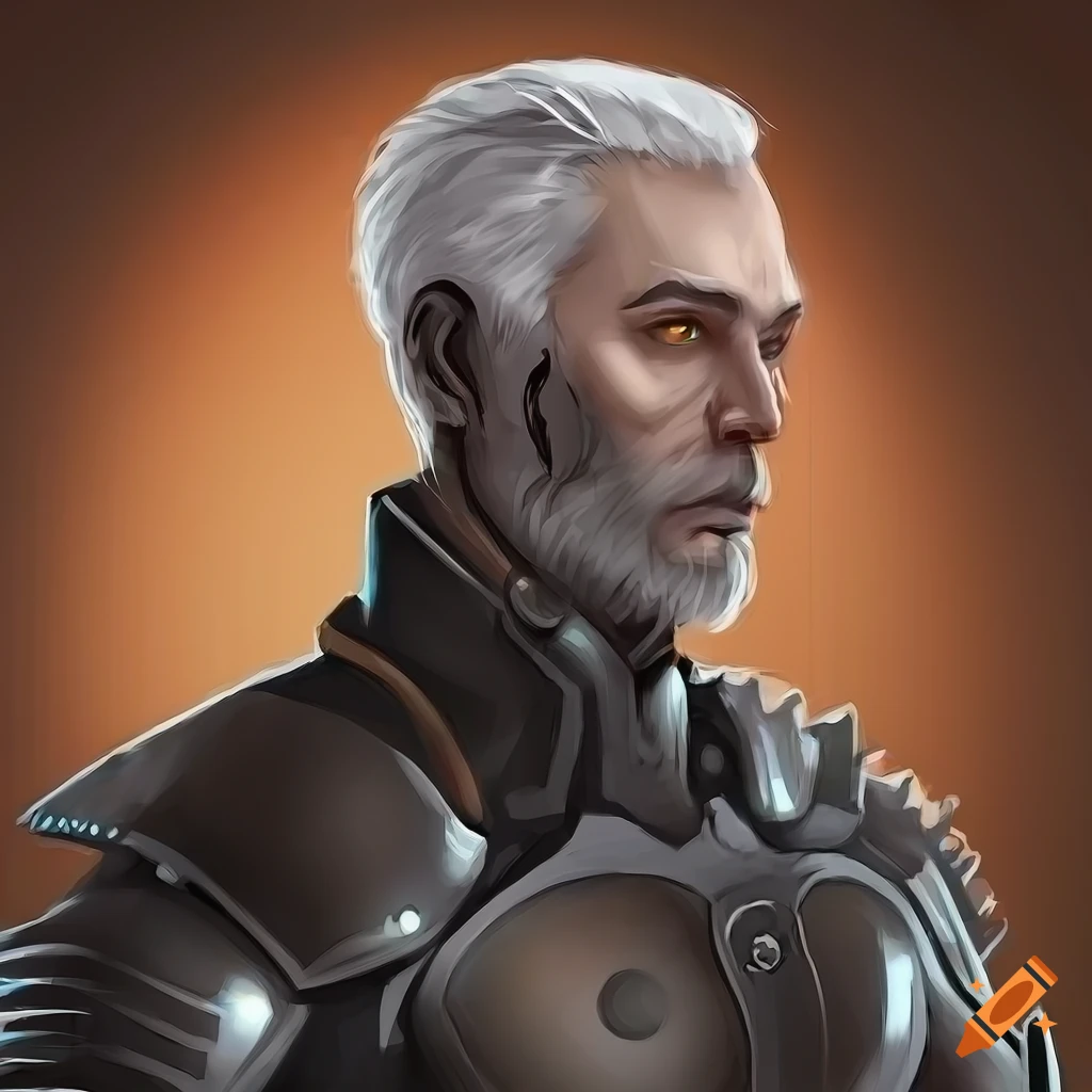 Sci-fi human with elegant men in black armor in a digital art depiction ...