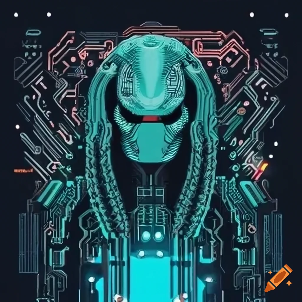 Predator futuristic circuit board design on Craiyon