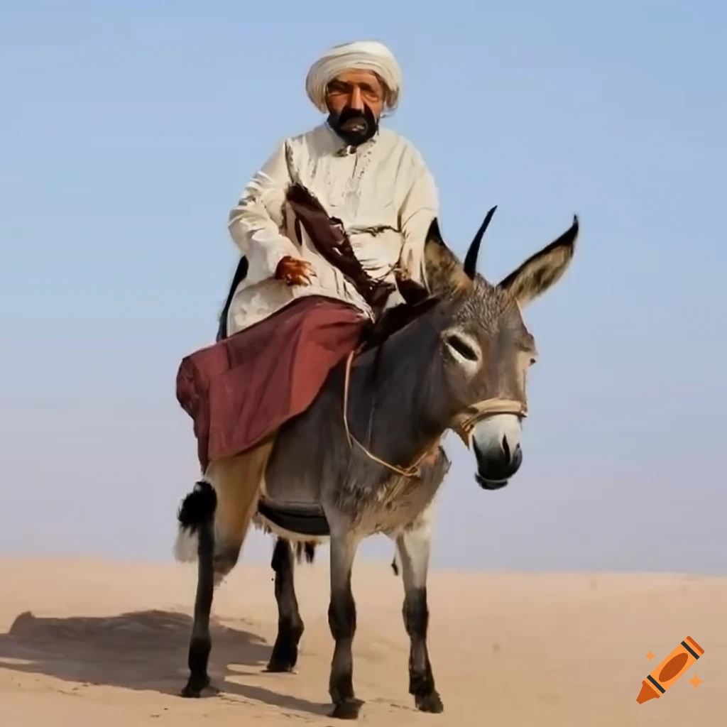 Arabic old man with donkey on Craiyon