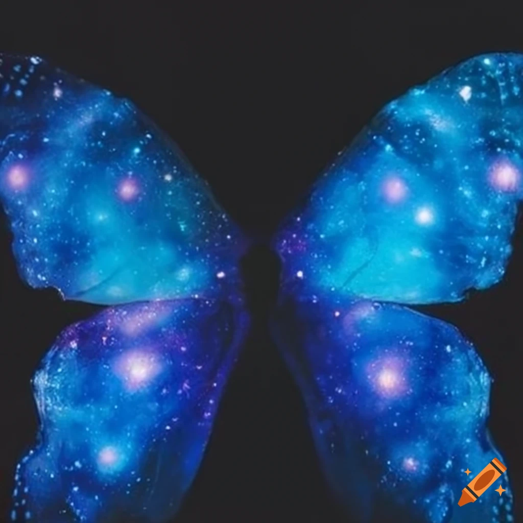 Blue galaxy shaped like a butterfly on Craiyon