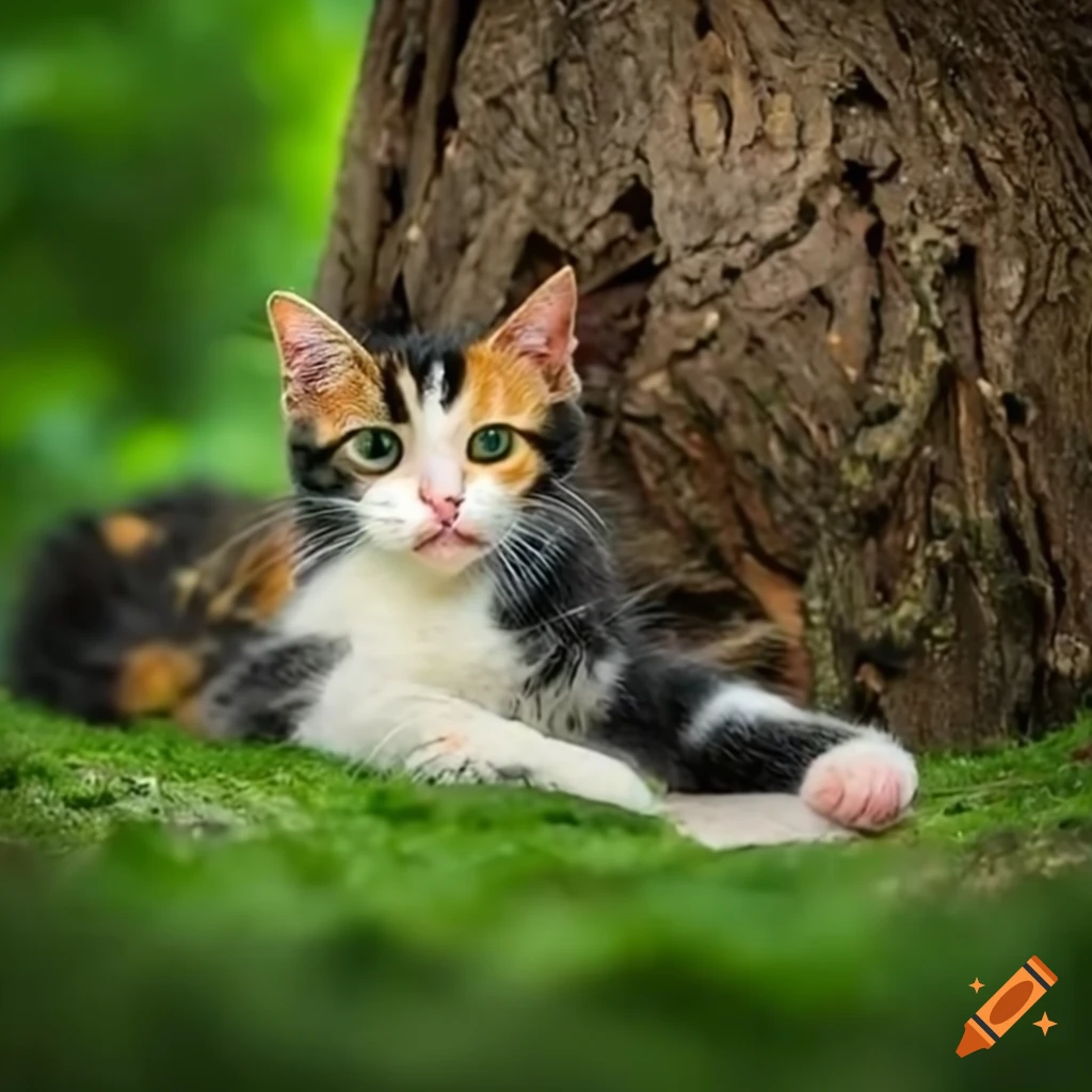 Jenna Ortega transformed into a calico kitten at the foot of an ancient ...