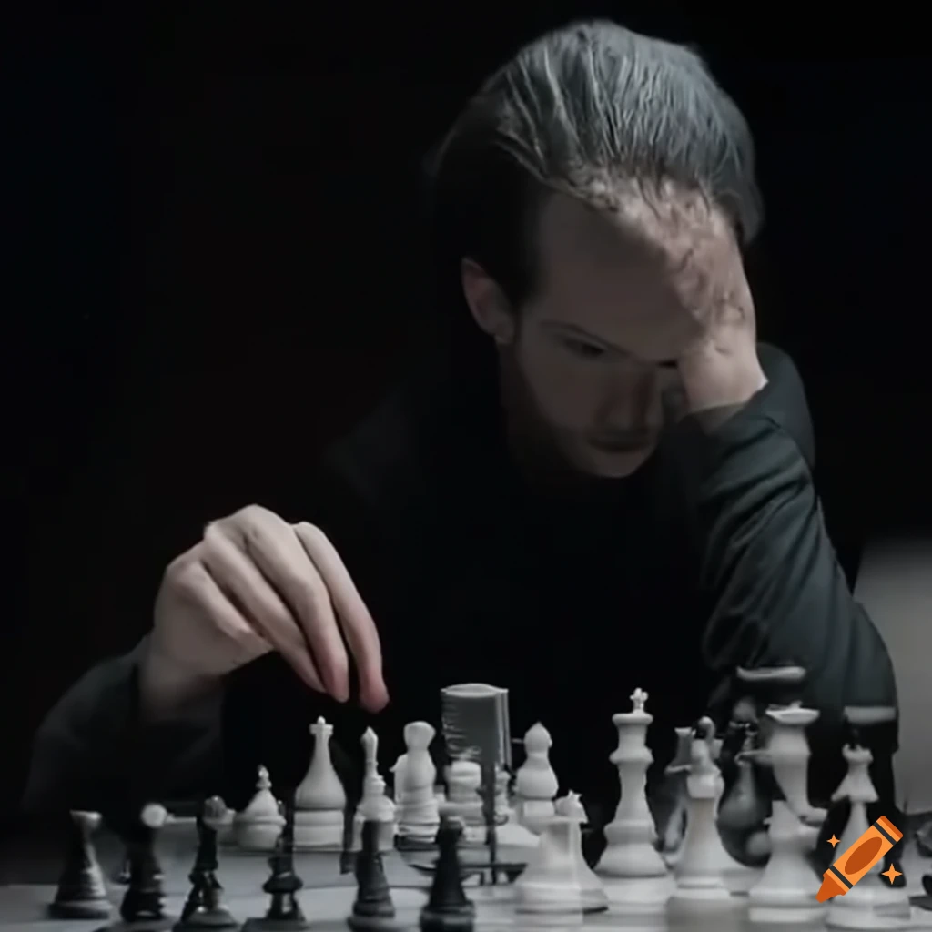 Person crying over a chess game on Craiyon