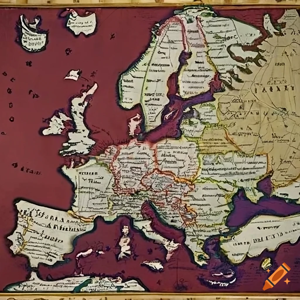 Early 19th century map of europe on Craiyon