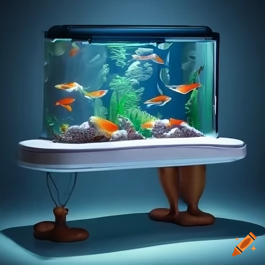 Massage table inside a fish tank on Craiyon