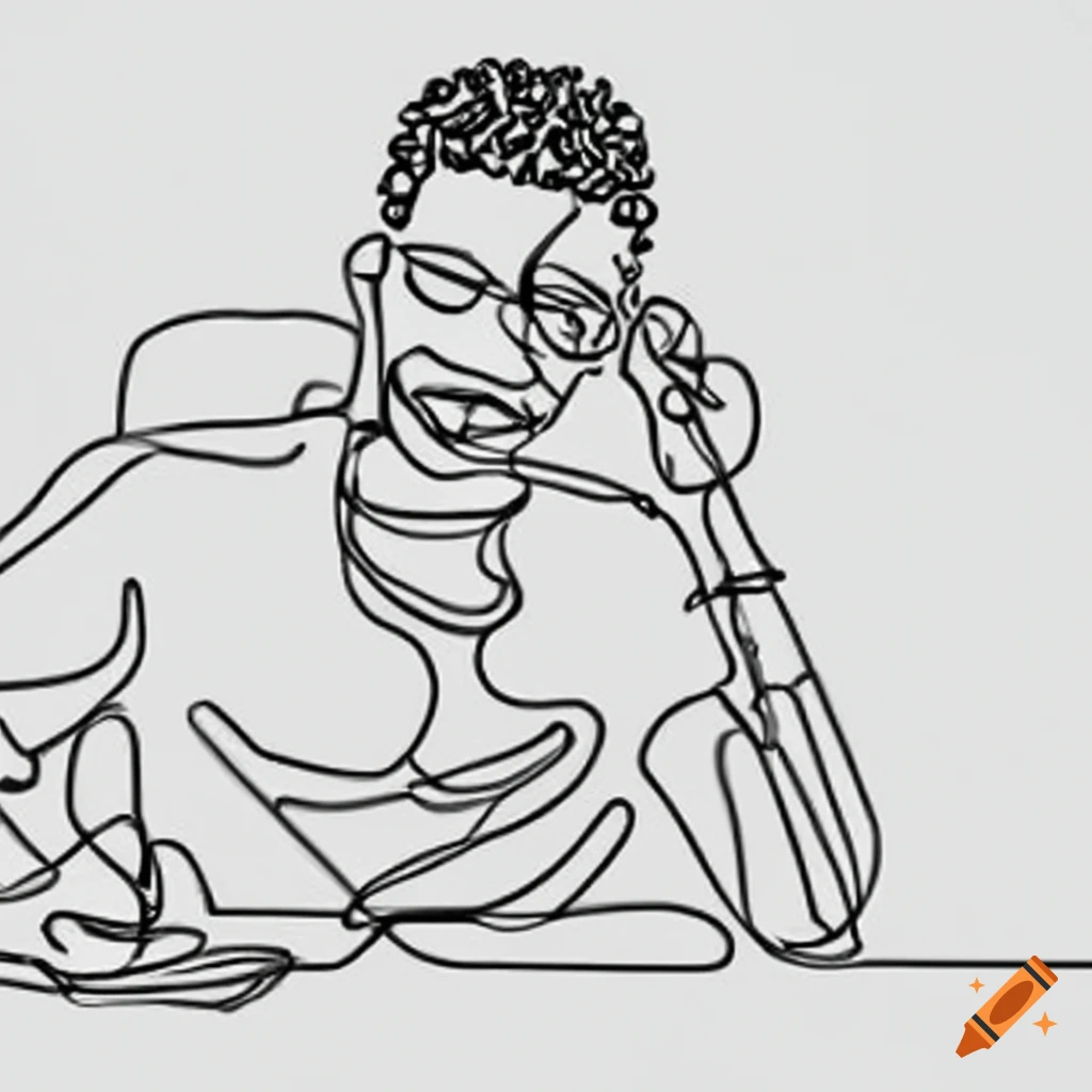 One line drawing of an african american writer on Craiyon