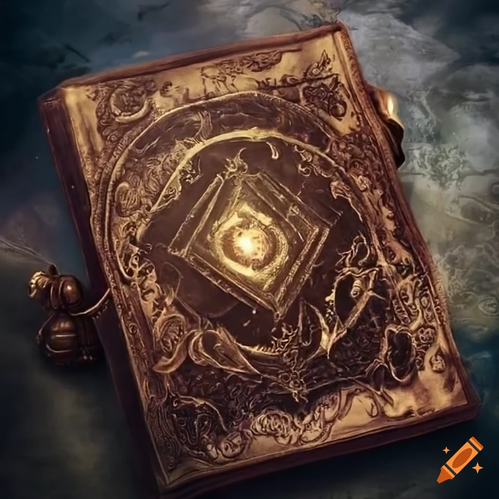 Cover of an ancient spell book on Craiyon