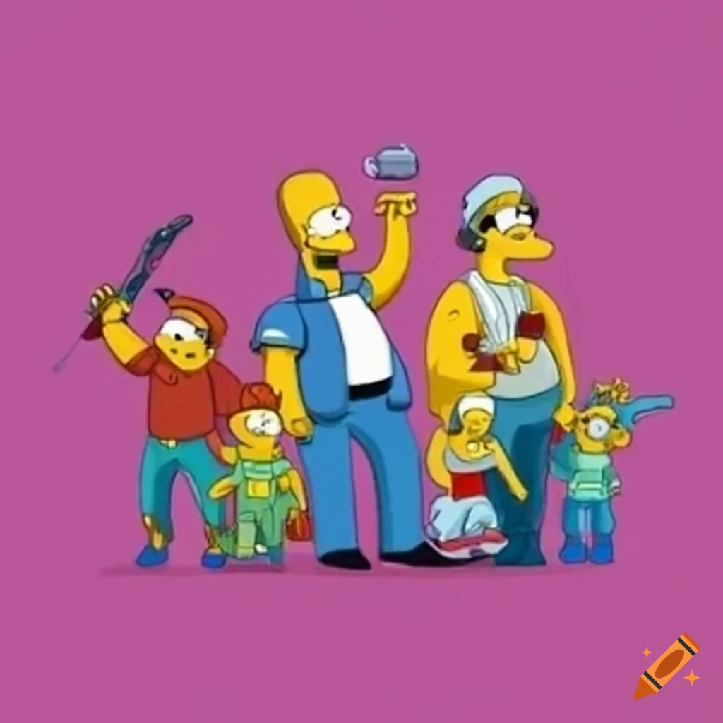 The simpsons and planet express crew hanging out on Craiyon