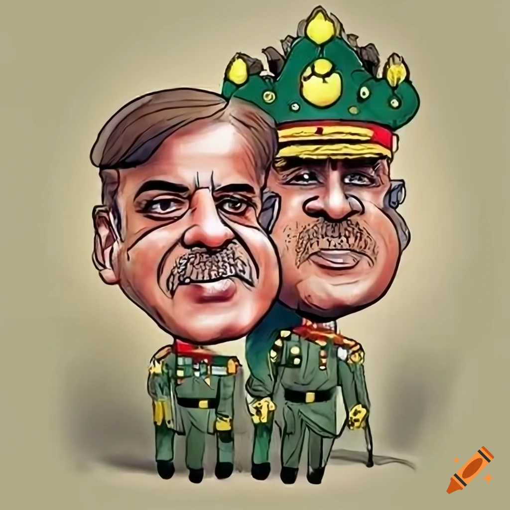 Cartoons of Asif Zardari and Shahbaz Sharif in Army uniforms with ...