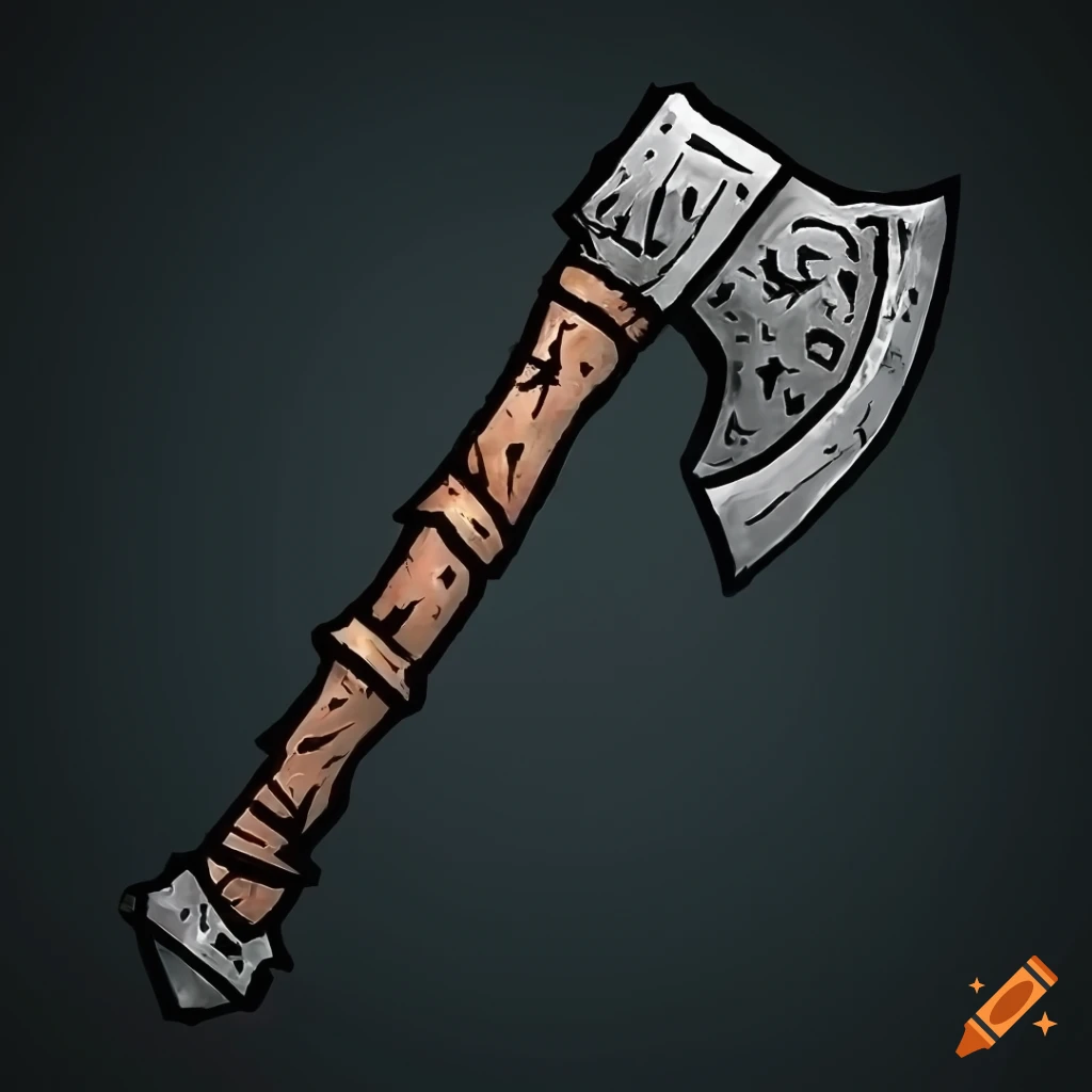 Medieval hatchet weapon in the style of Darkest Dungeon on Craiyon