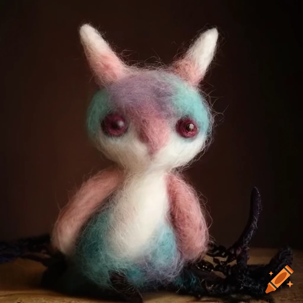 Fantasy felted wool creatures in unique outfits on Craiyon