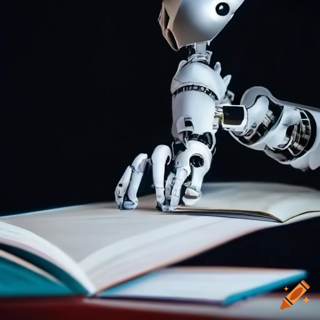 Robot doing accounting books on Craiyon