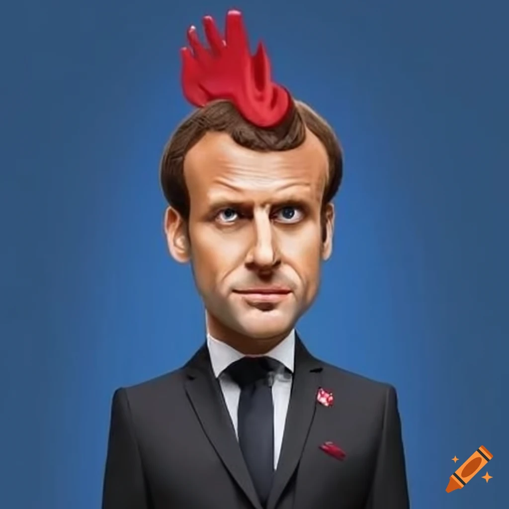 Satirical depiction of macron in a rooster costume on Craiyon