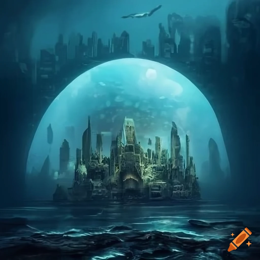 Huge underwater fantasy city under a dome of air on Craiyon