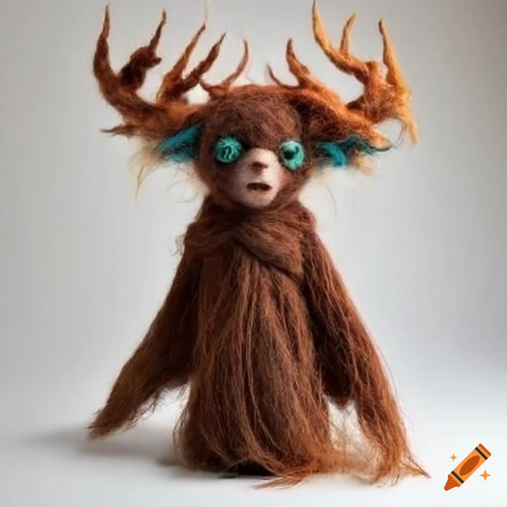 Fantasy felted wool creatures with special clothing on Craiyon