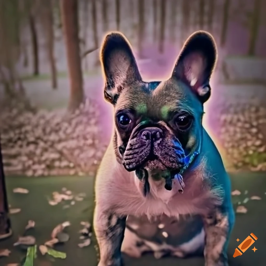 French bulldog in spooky forest with enchantment on Craiyon