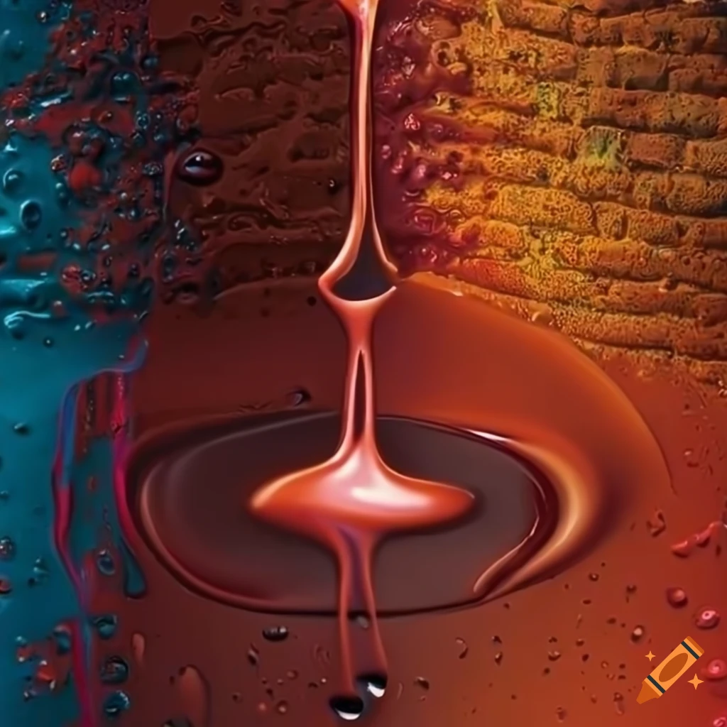 Colorful artistic depiction of melted chocolate droplets on a brick ...