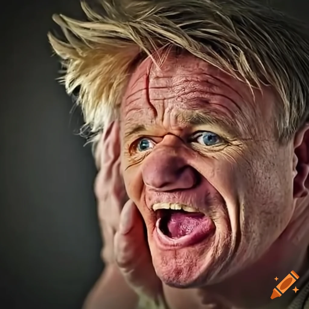 Gordon ramsay expressing intense emotion towards a photographer on Craiyon