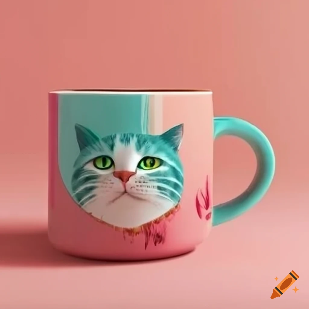 Cat-themed mug design on Craiyon