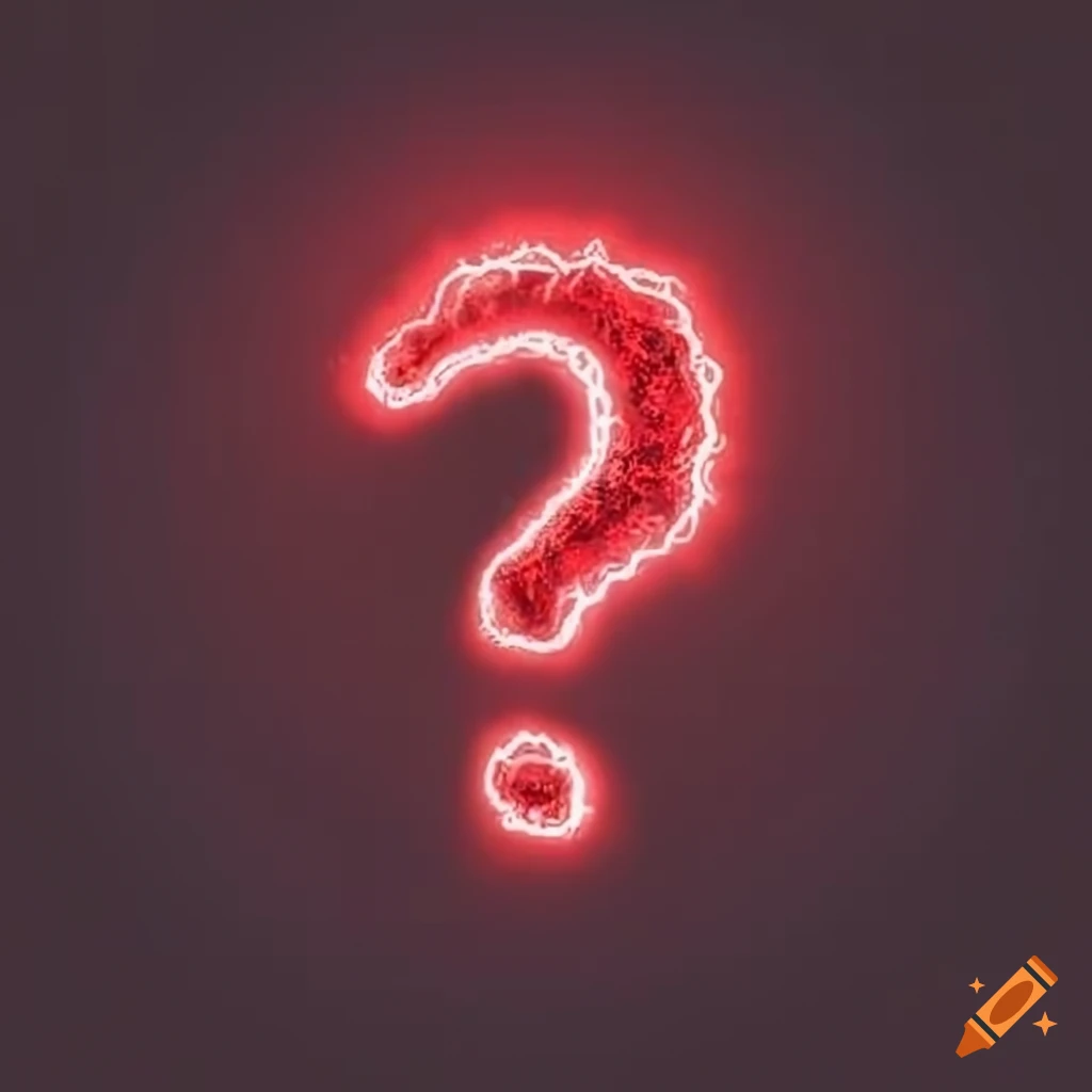 Question mark with thunder effect in red color on Craiyon