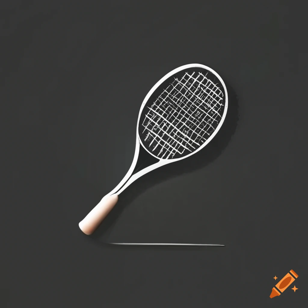 Minimalist black-and-white tennis racket circle logo on Craiyon