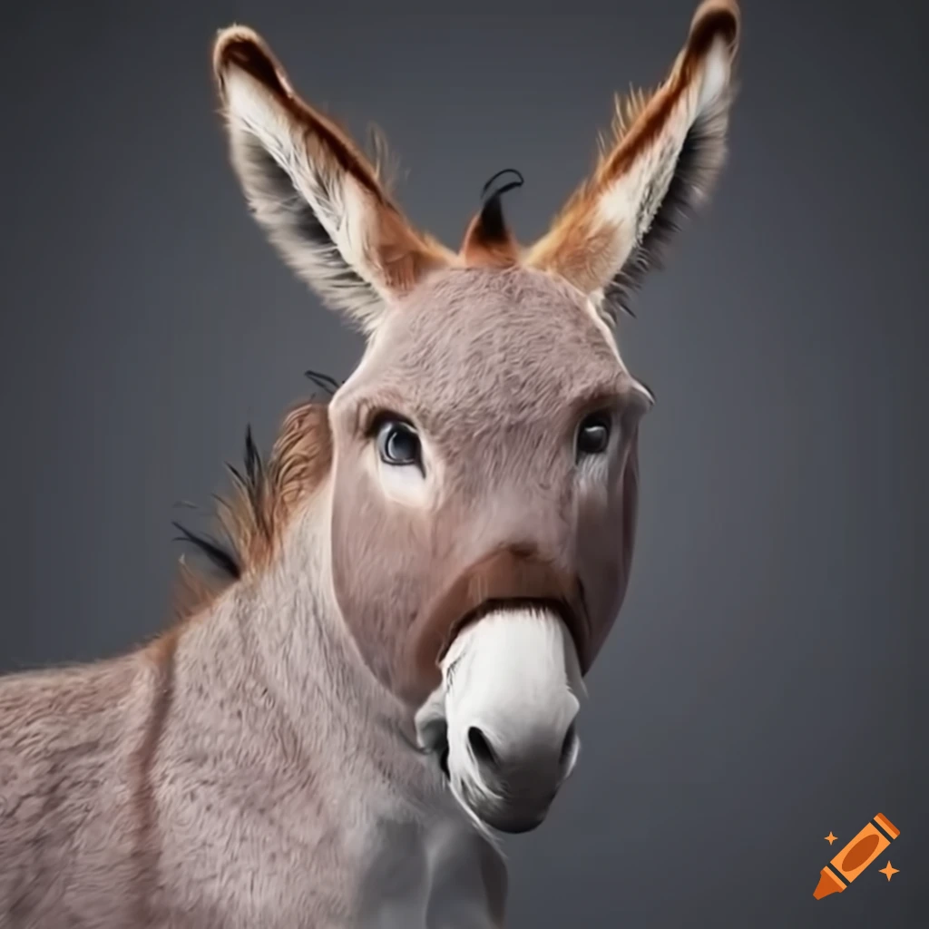 Cgi art transforming person into a donkey with fearful expression on ...