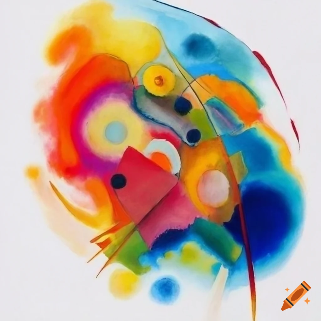 Abstract kandinsky painting with diverse expressions on white ...