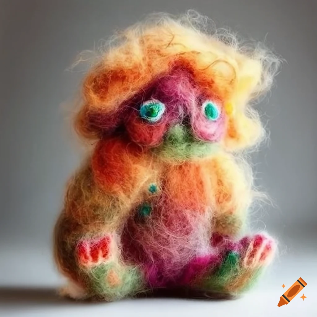Fantasy felted wool creatures in unique outfits on Craiyon