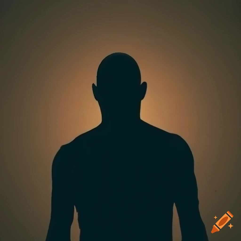 Silhouette of an intense bald man on Craiyon