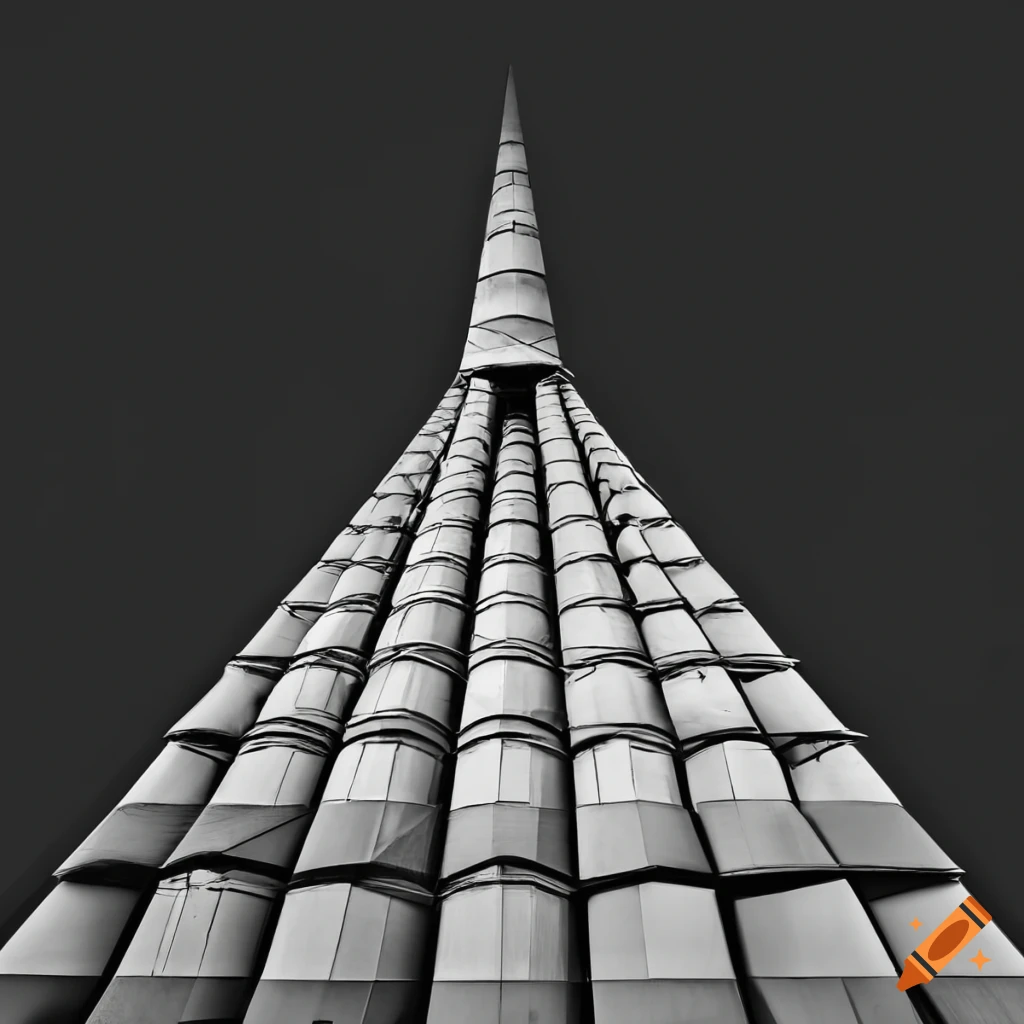 Architecture with geometric shapes in black and white on Craiyon