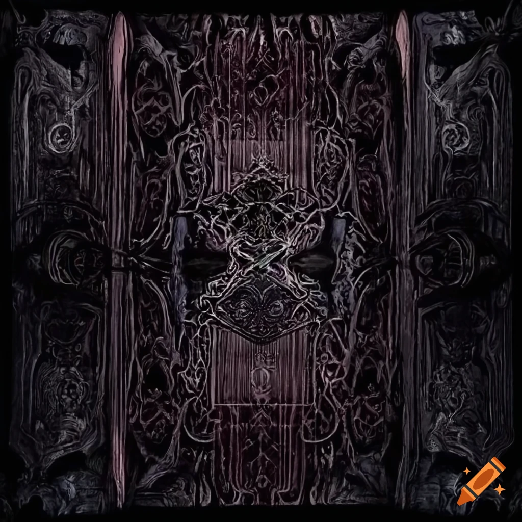 Symmetric dark gothic cardback design on Craiyon