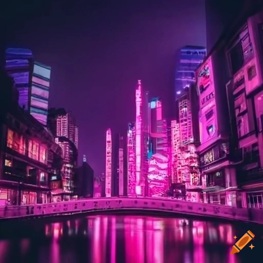 Pink futuristic asian cityscape on Craiyon