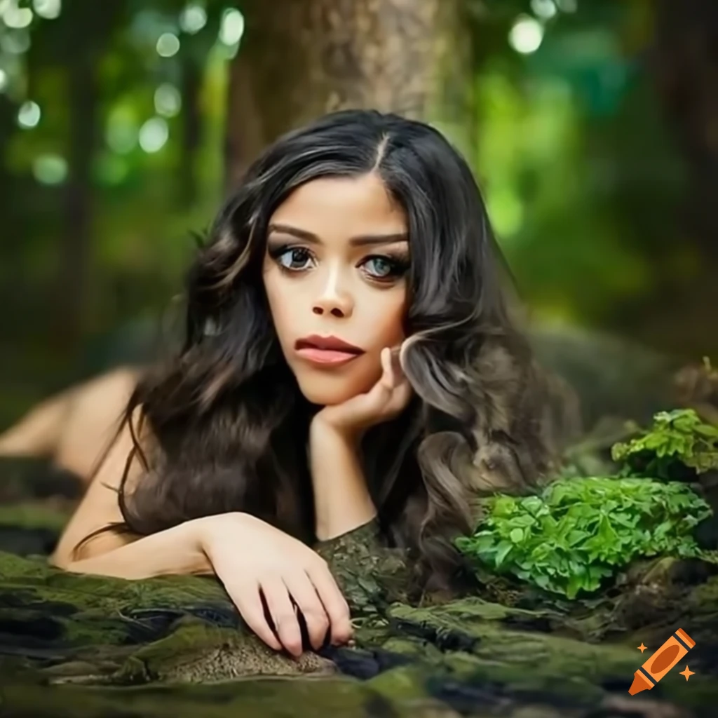 Jenna ortega transformed into a calico kitten at the foot of an ancient ...