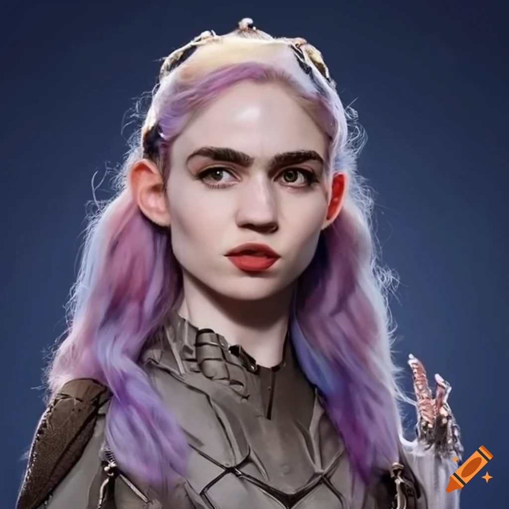 Grimes in elegant dune-inspired attire on Craiyon