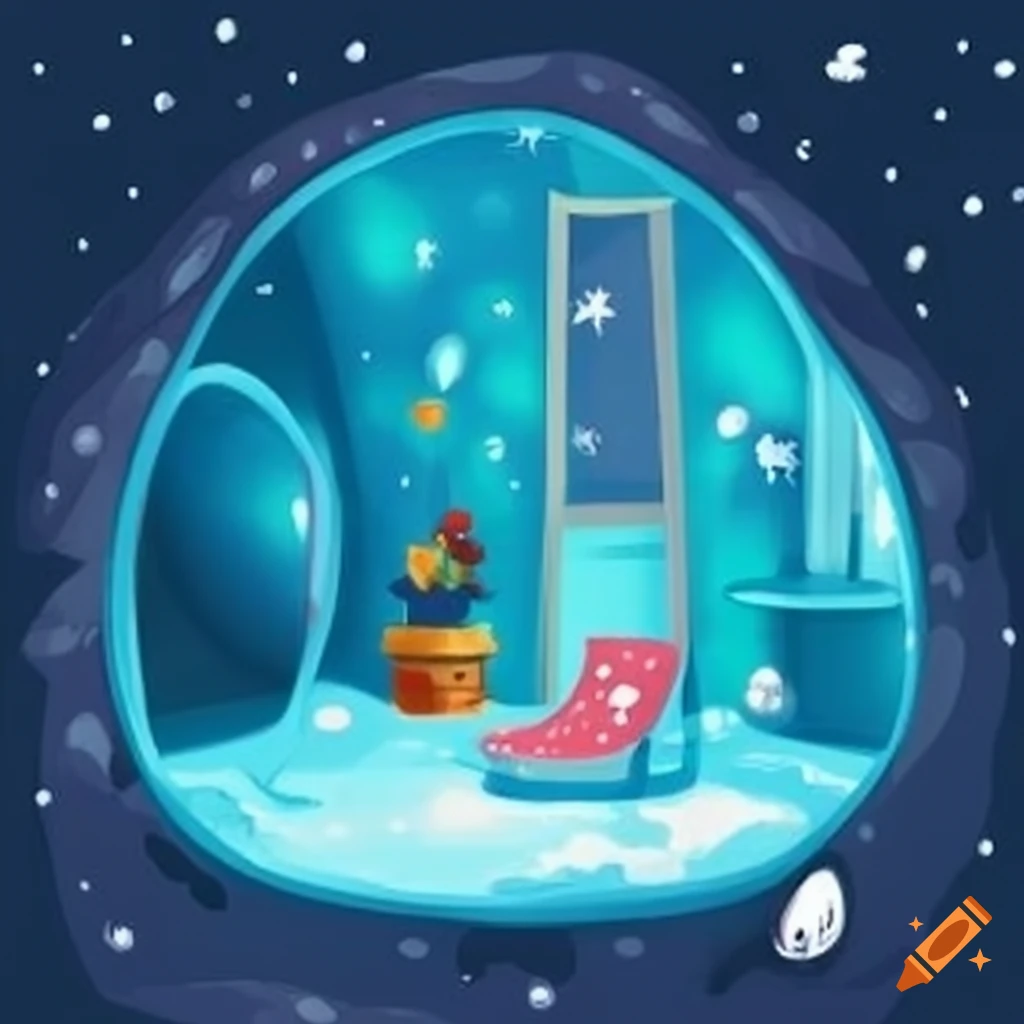 Cartoon cozy ice room on Craiyon