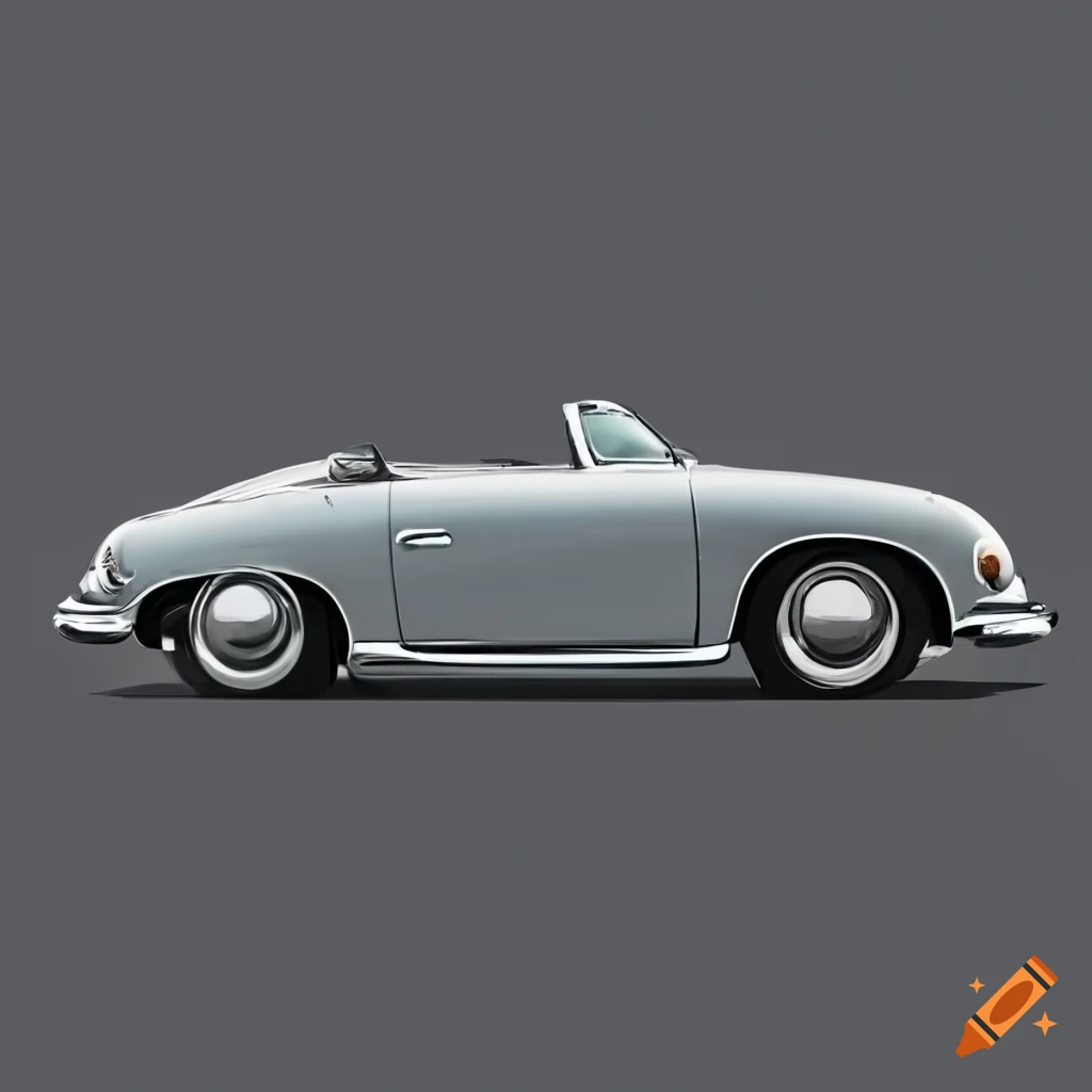 MCM graphic design of a light grey Porsche 356 Speedster in side view ...