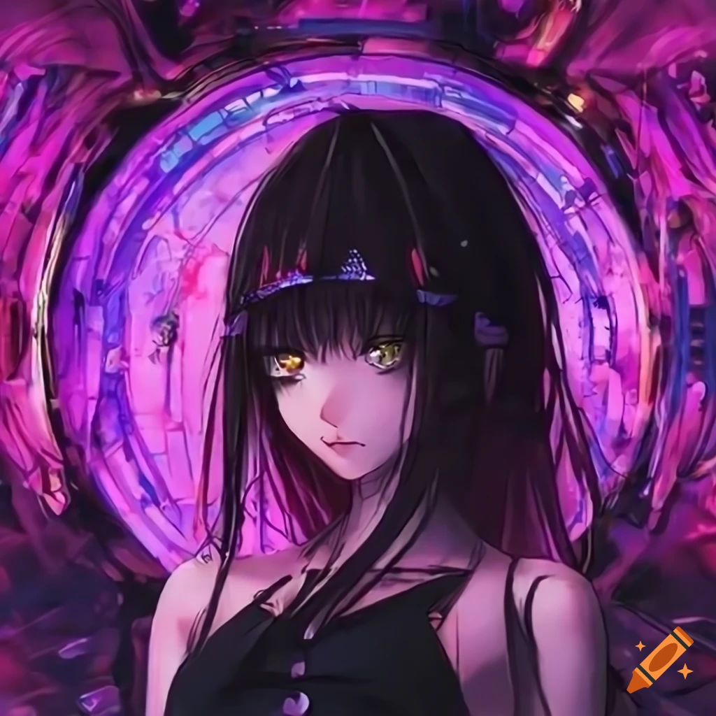 Cyberpunk angel anime girl breakcore album cover on Craiyon