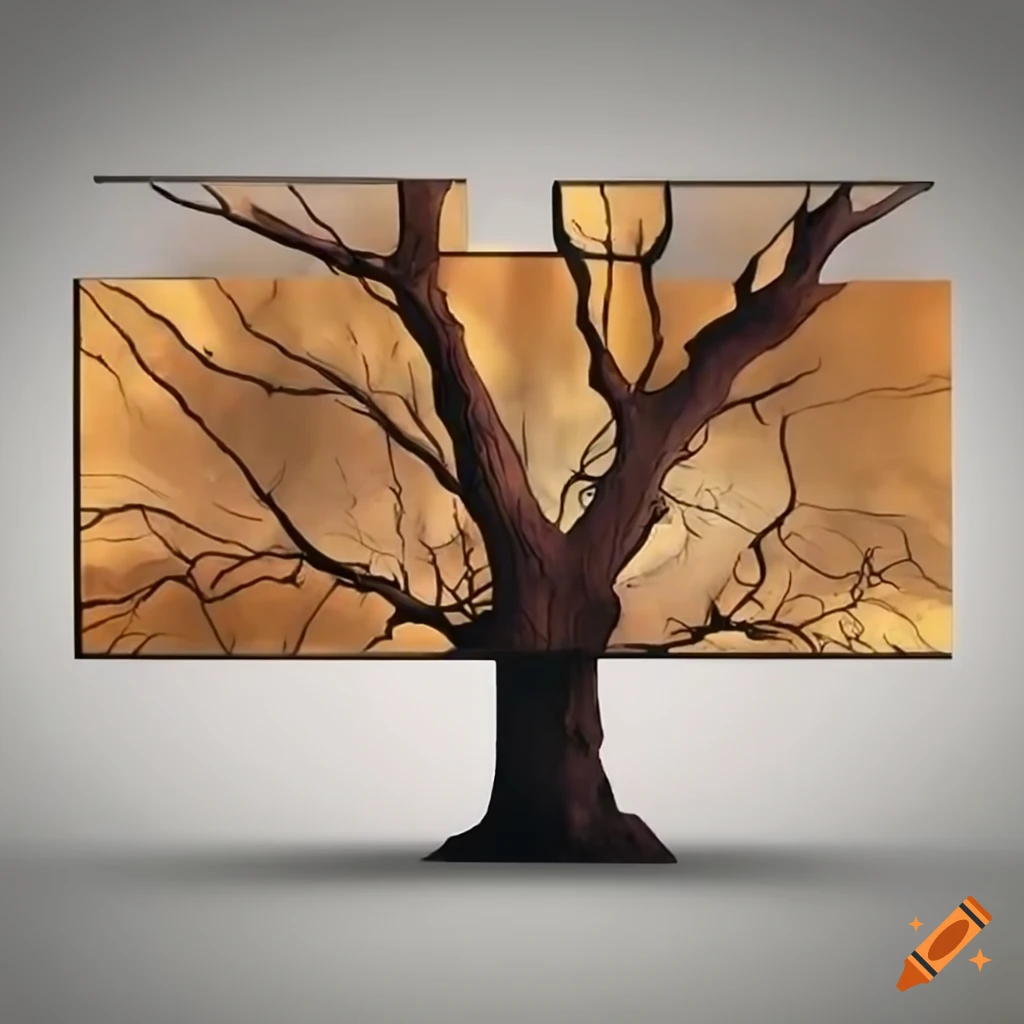 Abstract oak tree artwork with rectangular shapes on Craiyon