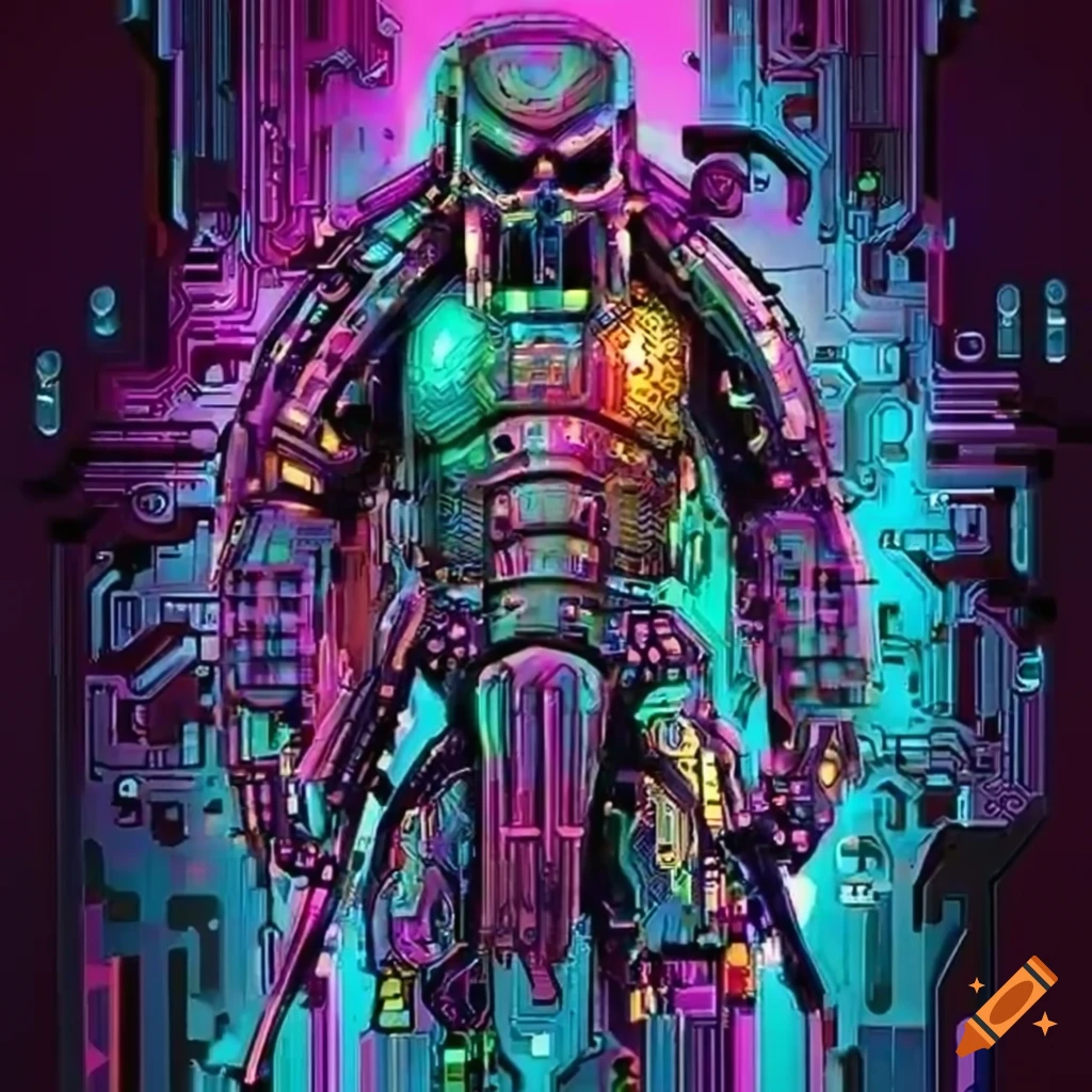 Predator futuristic circuit board design on Craiyon