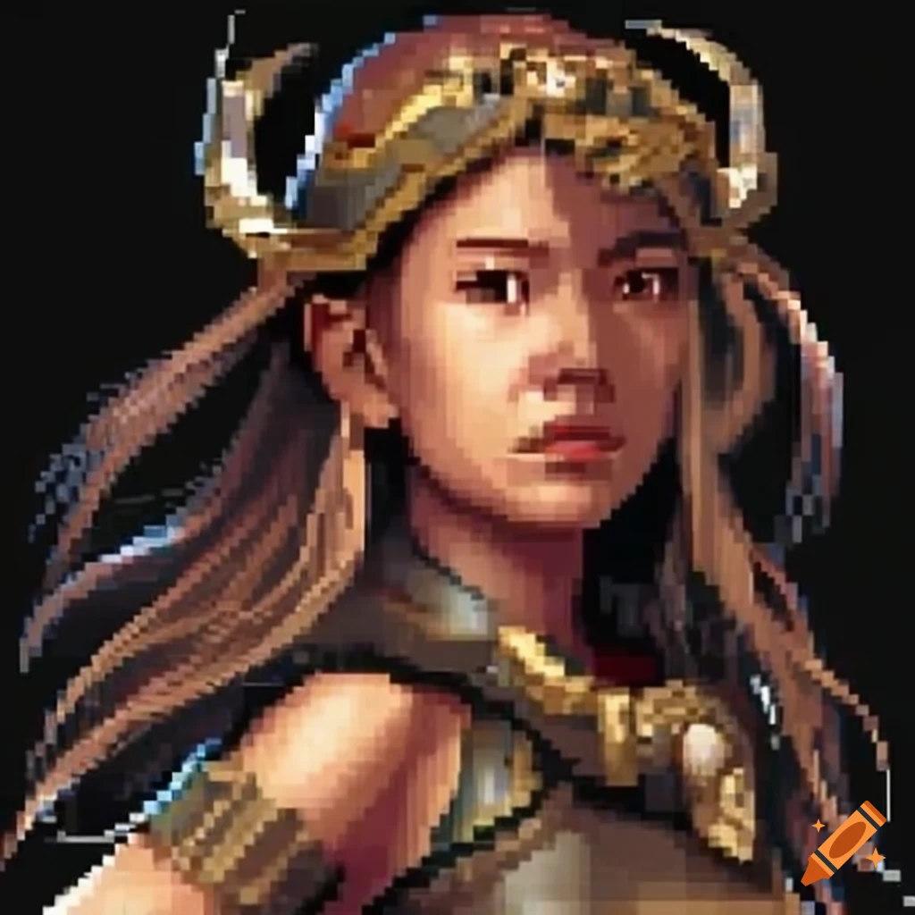 Pixel art of an Asian female warrior in detailed armor inspired by SNES ...