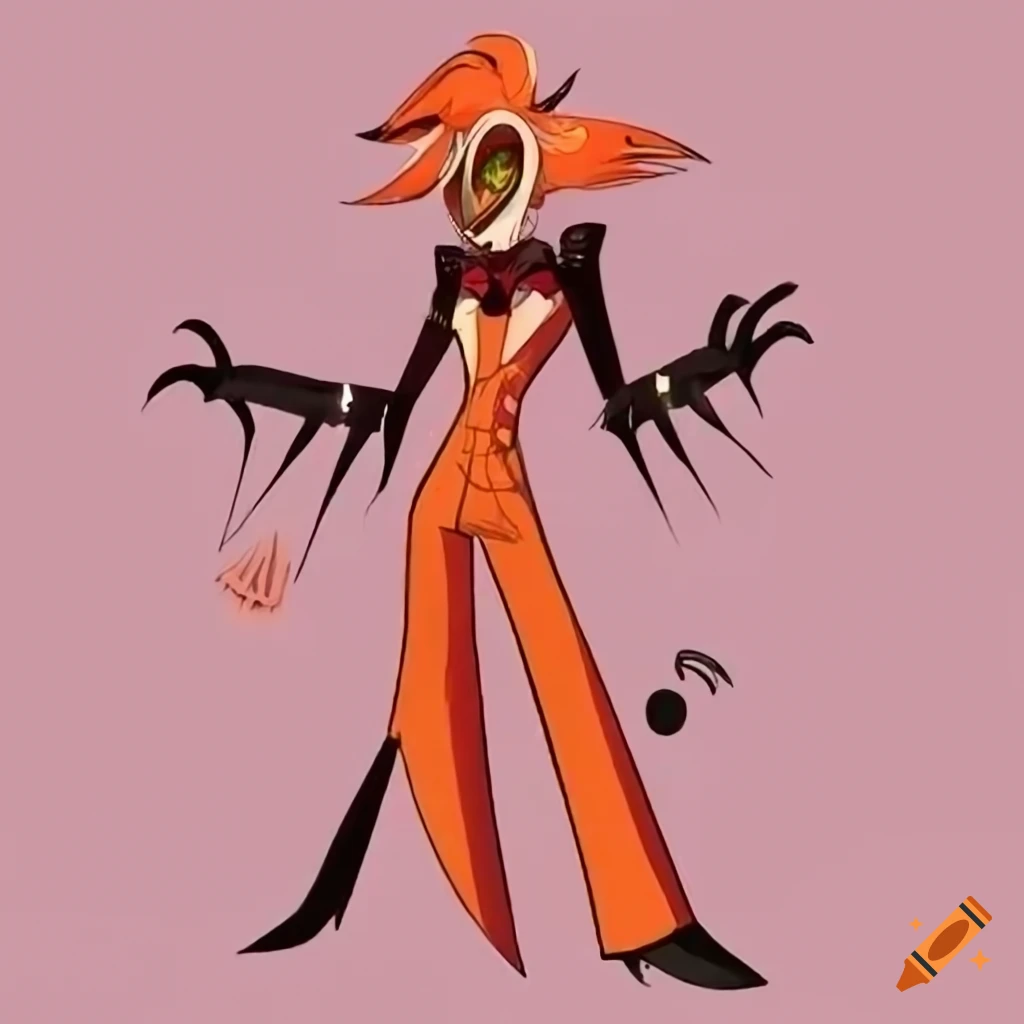 Absurdly high-resolution full-body orange scheme character from hazbin ...