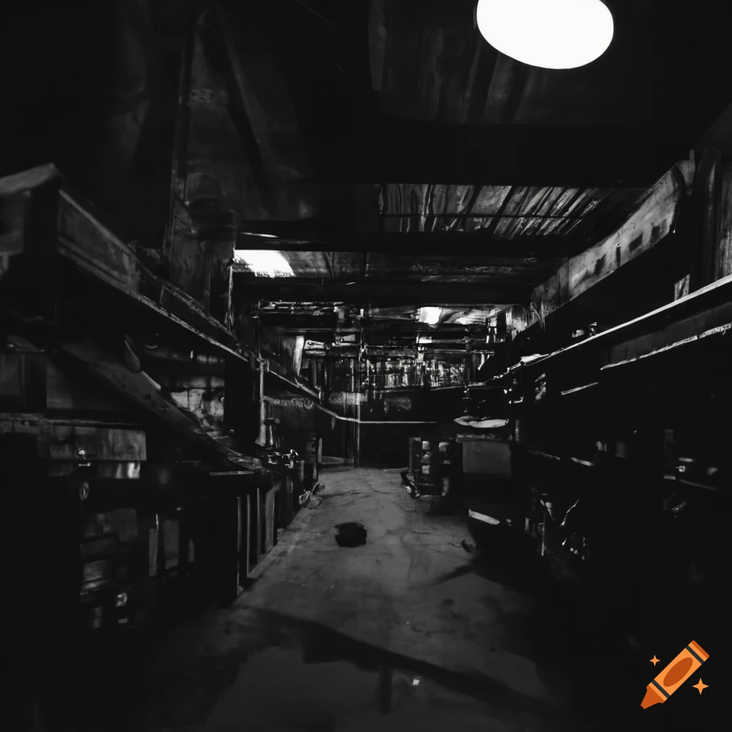 Interior of a dark factory on Craiyon