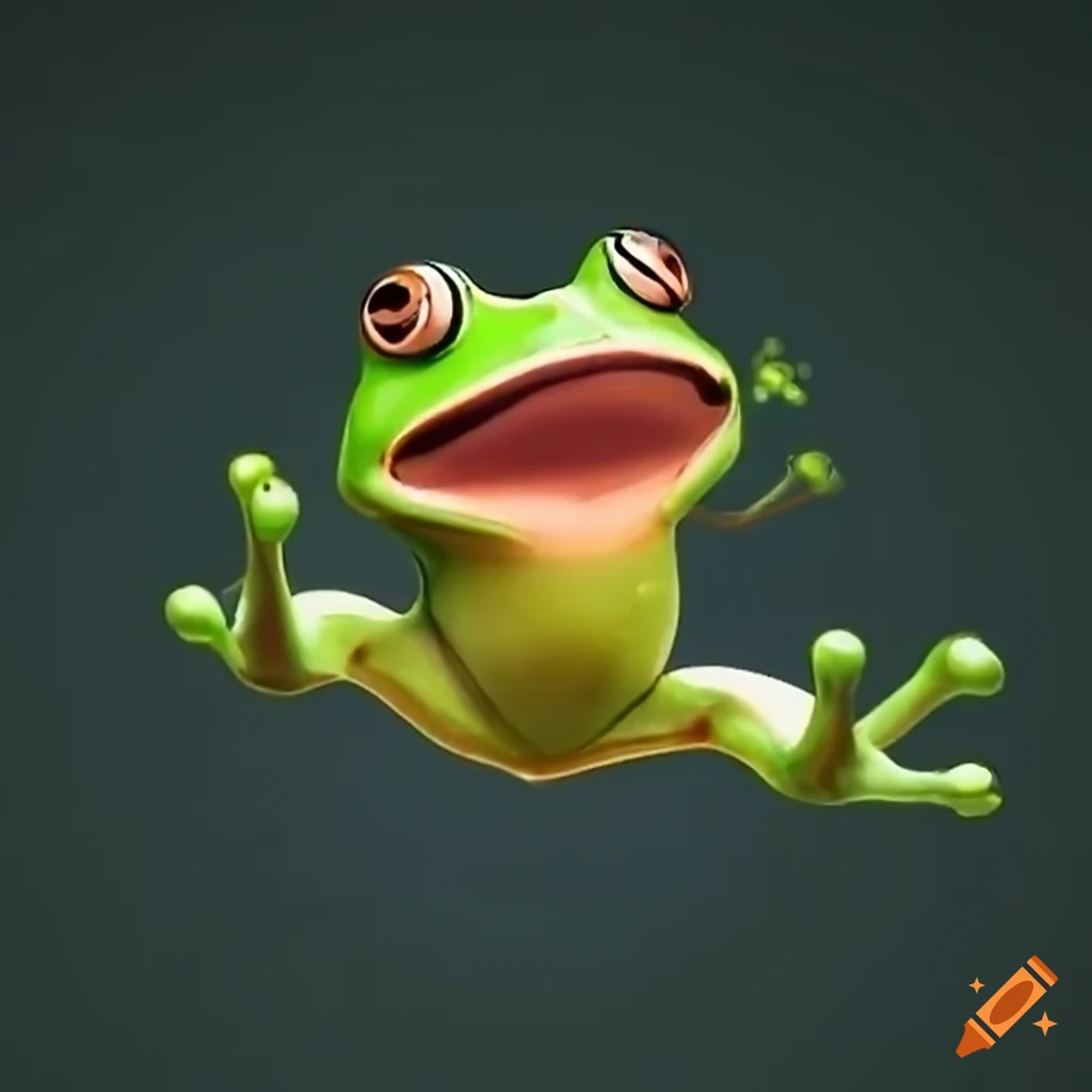 Frog performing a backflip on Craiyon