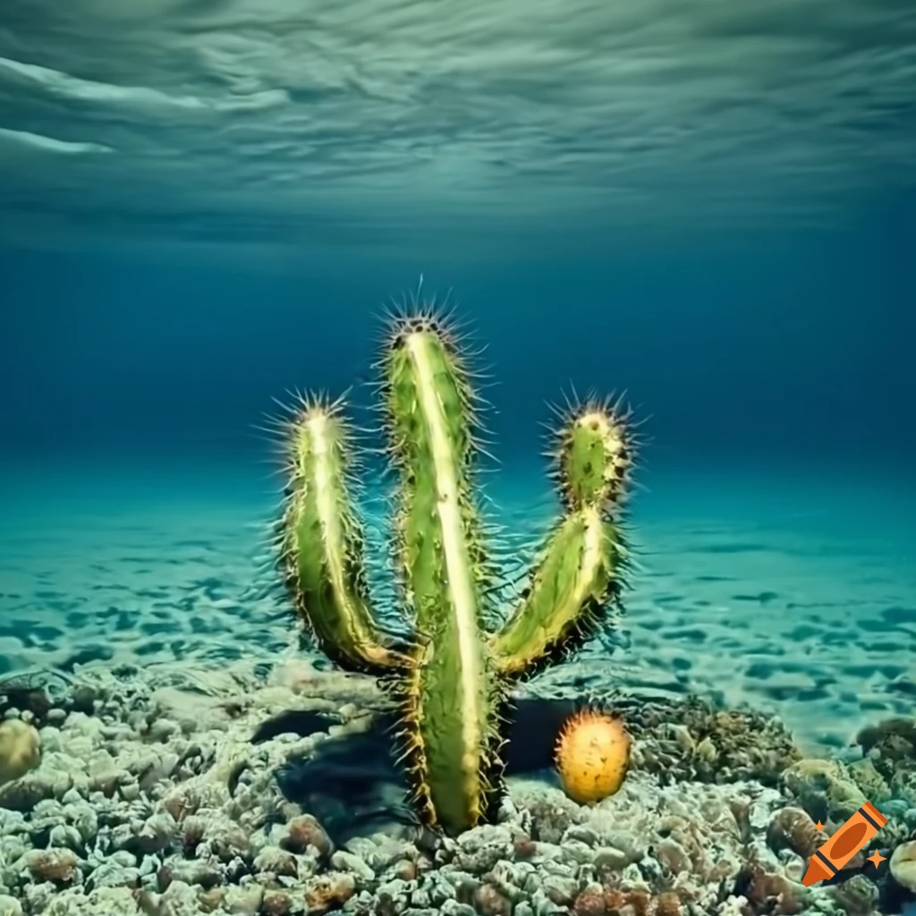 Cacti in the ocean on Craiyon