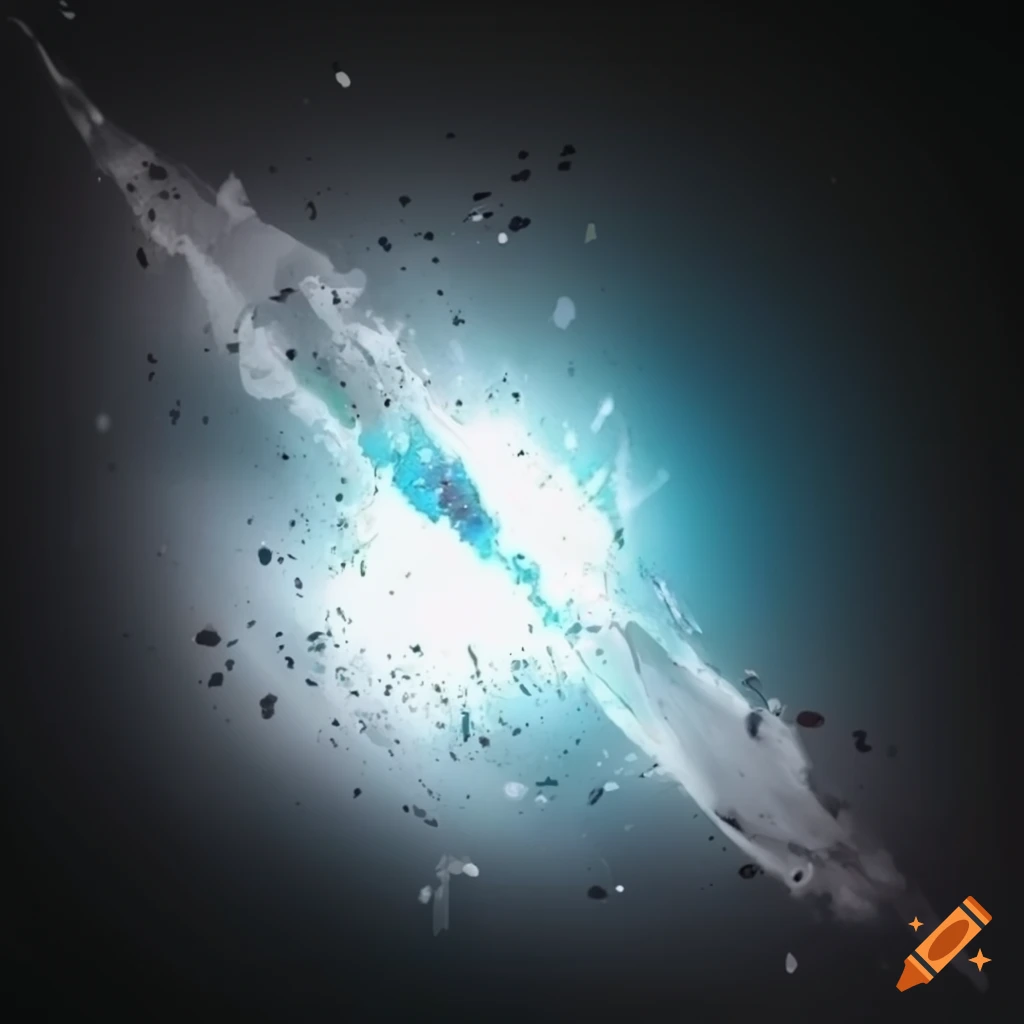 Single beam of light in a white abstract splatter paint design on Craiyon