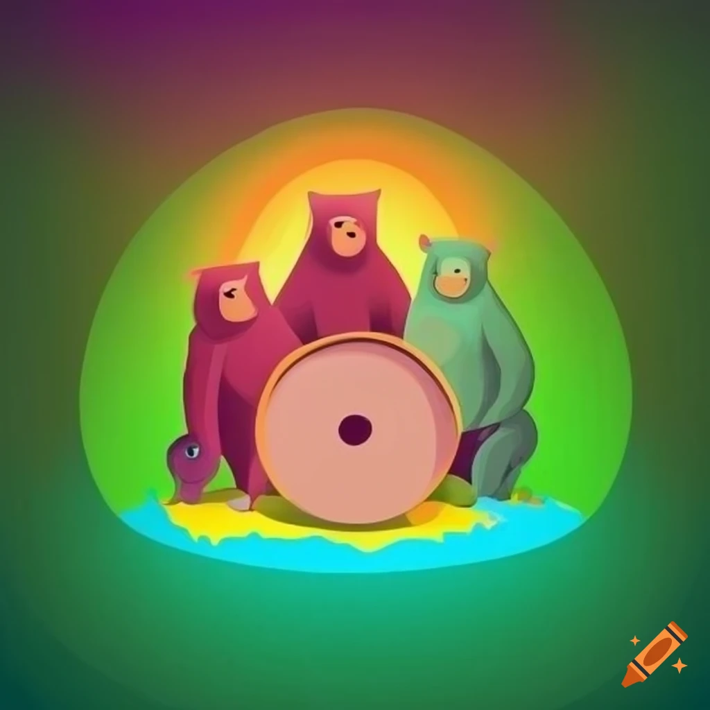 Modern colorful music album art of Goldilocks and the three bears on ...