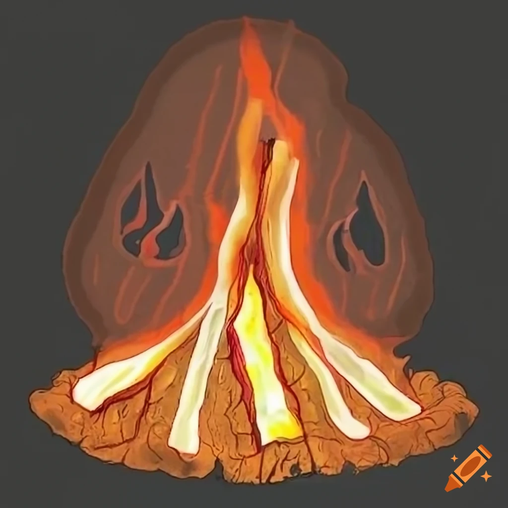 Tall flame of a crackling campfire in the bright daylight on Craiyon