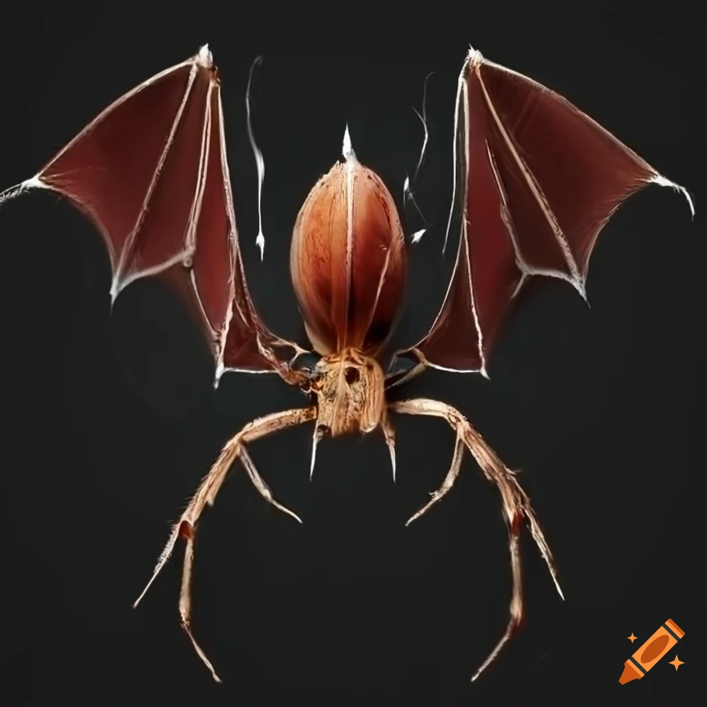 Spider with bat wings on Craiyon