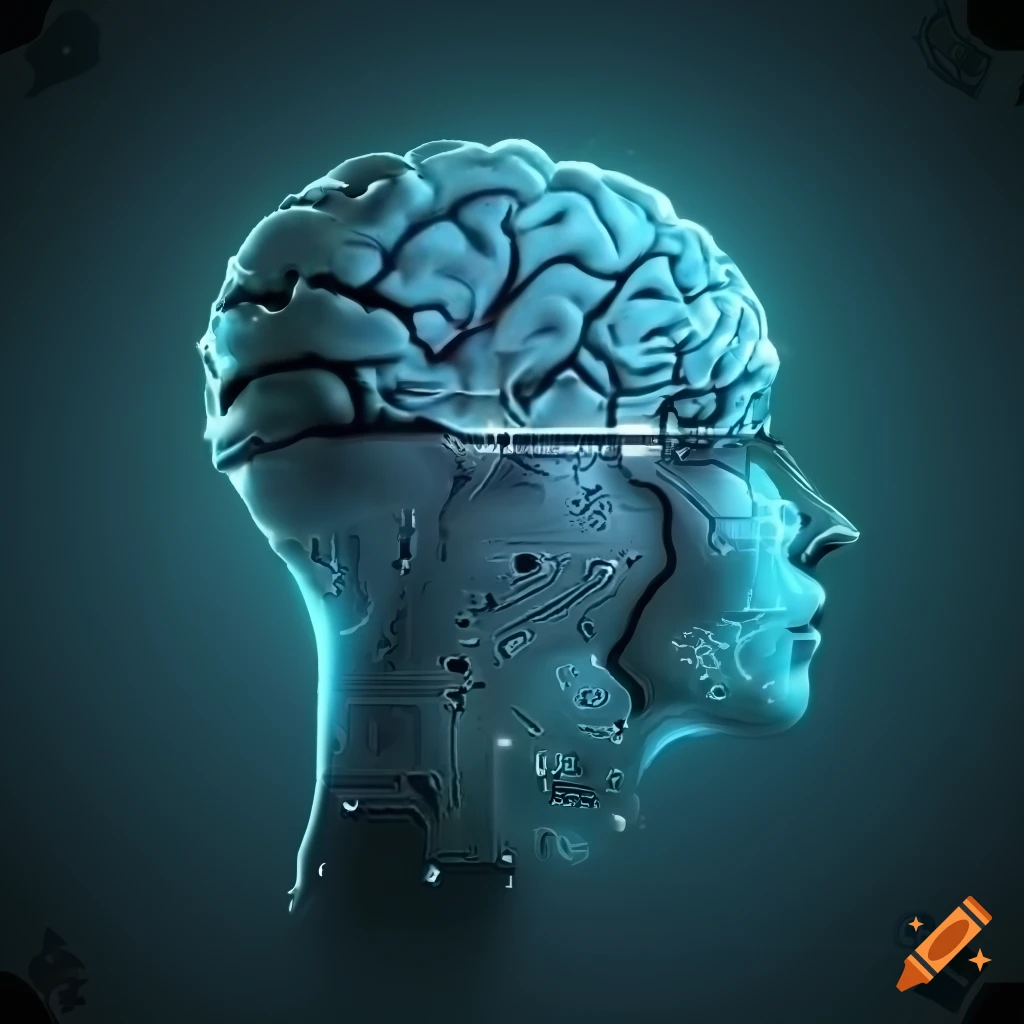 Futuristic mind map with brain-computer chip and circuit-like design on ...